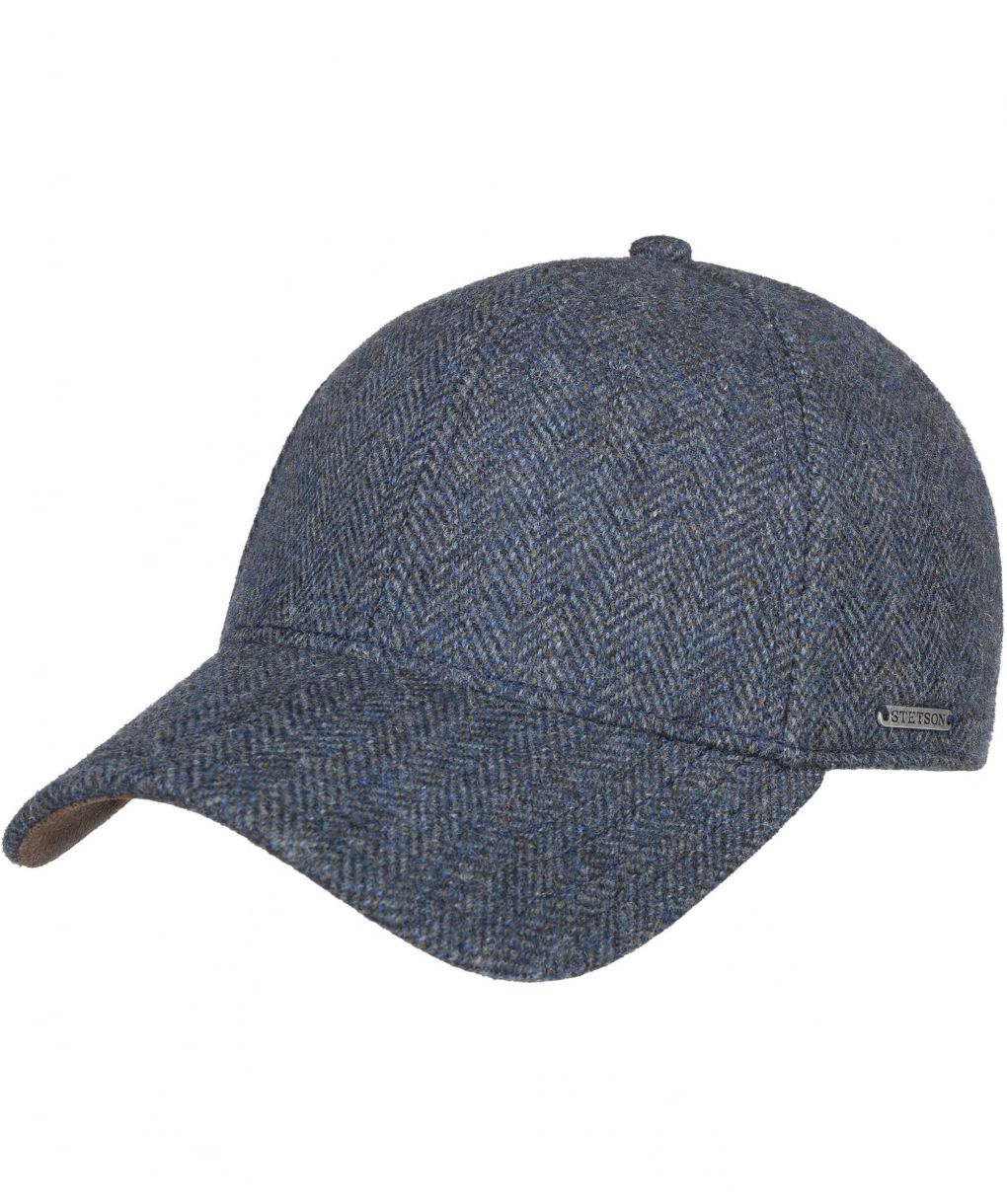 Stetson Blue Wool Herringbone Baseball Cap | Jules B