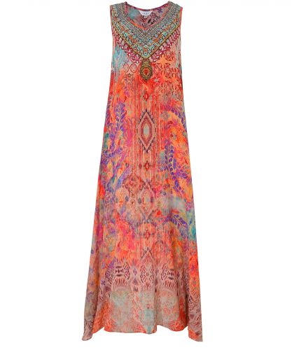 Inoa Orange Modena Silk Sleeveless Maxi Dress | Jules B