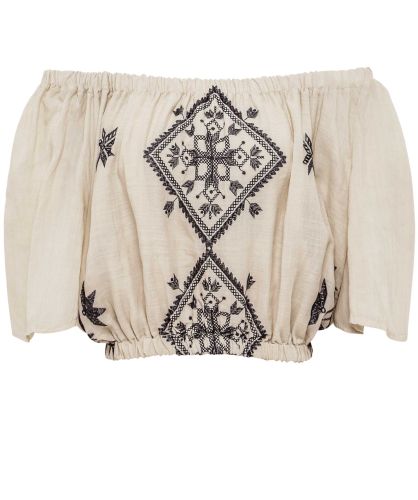 Greek Archaic Kori Linen Lefkada Crop Top