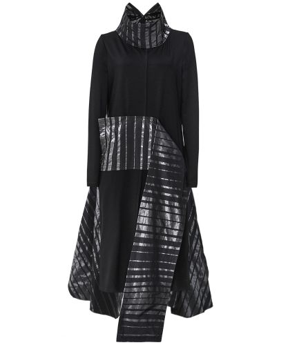 Xenia Design Black Blio Contrast Stripe Taffeta Dress | Jules B