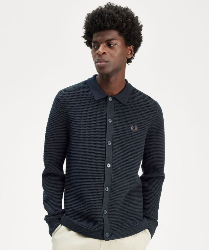 Fred Perry Navy Pointelle Cardigan