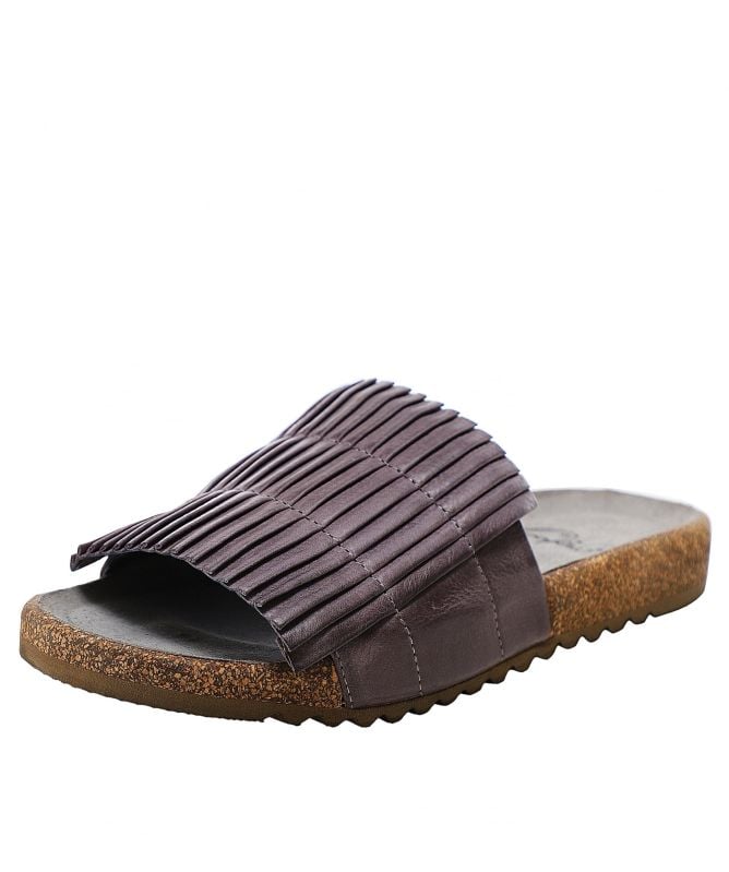 Lofina Pleated Leather Sliders | Jules B
