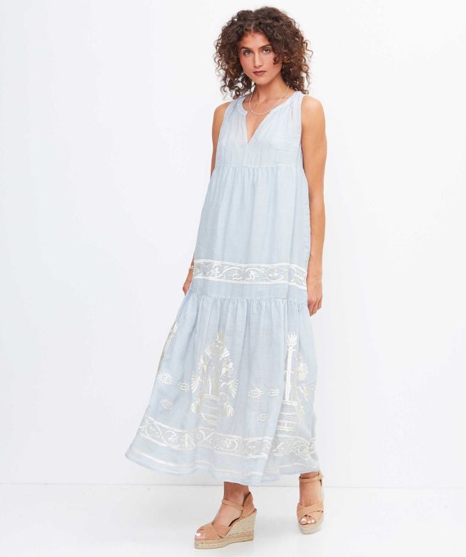 Greek Archaic Kori Crete Sleeveless Maxi Dress