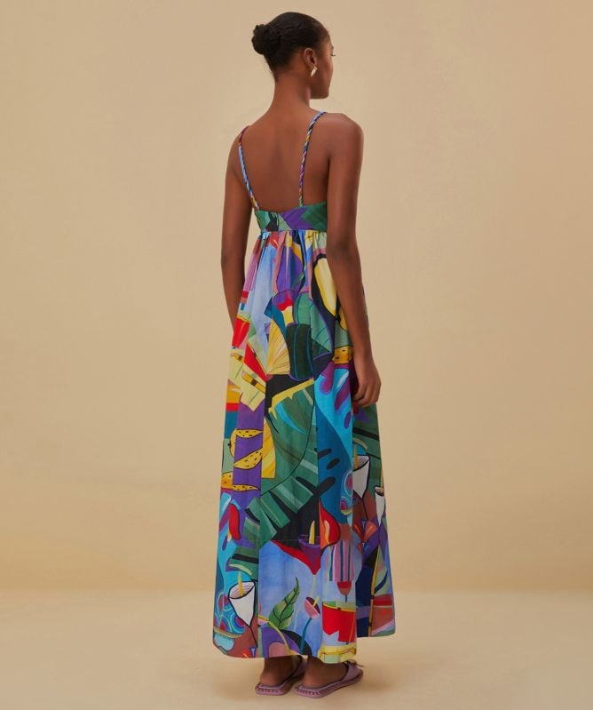 Farm Rio Tropical Scenario Sleeveless Maxi Dress