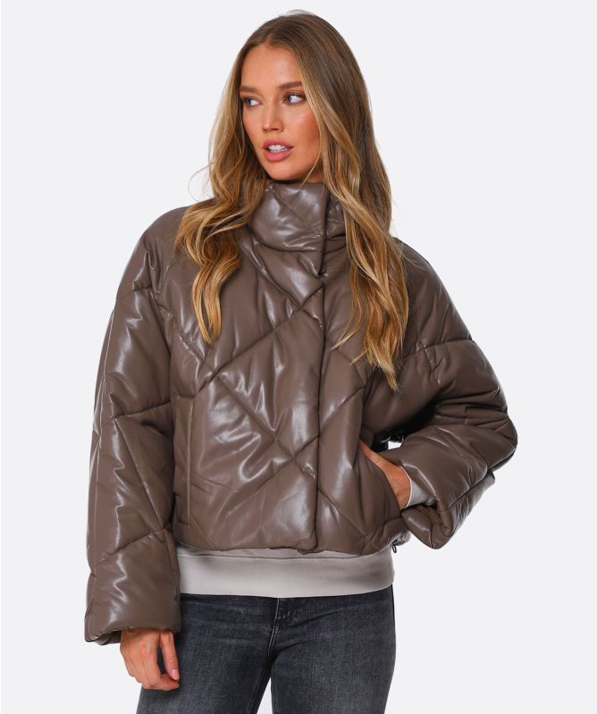 Stand Studio Brown Faux Leather Aina Jacket | Jules B