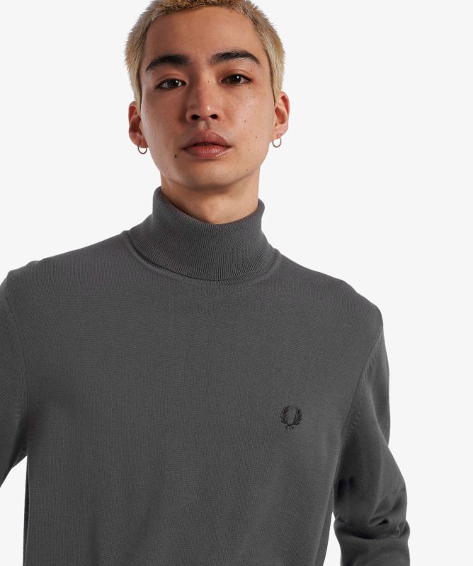 Fred Perry Gunmetal Roll Neck Sweater | Jules B
