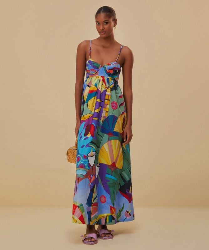 Farm Rio Tropical Scenario Sleeveless Maxi Dress
