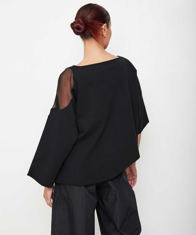 Philomena Christ Asymmetric Mesh Crop Top | Jules B